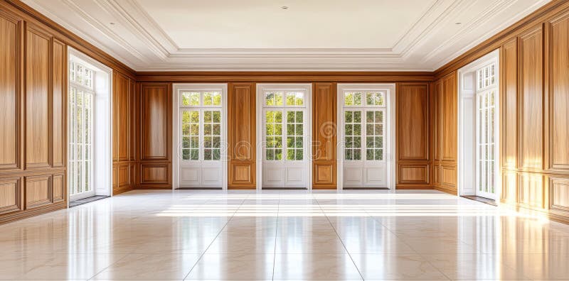 The Forced Perspective Depicts a Wall that is White, Trimmed in Brown ...