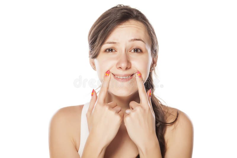 Forced smile stock image. Image of natural, curly, makeup - 94789407