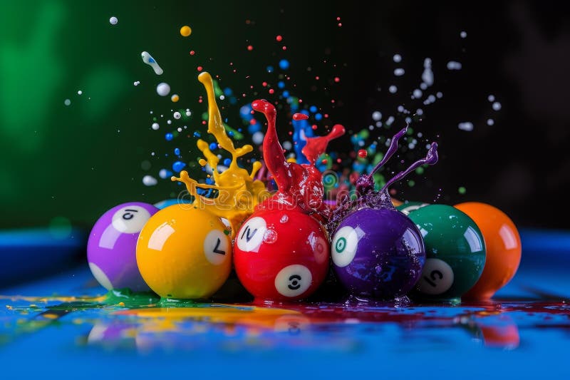 Forceful Billiard Ball Explosion. Generate Ai Stock Photo - Image of ...
