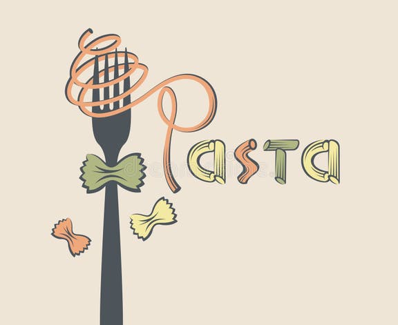 Forcella con pasta illustrazione vettoriale. Illustrazione di sfondo ...