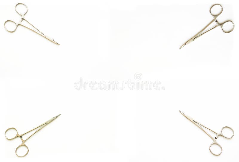 Forceps at Corner of White Background with Copy Space Stock Image ...