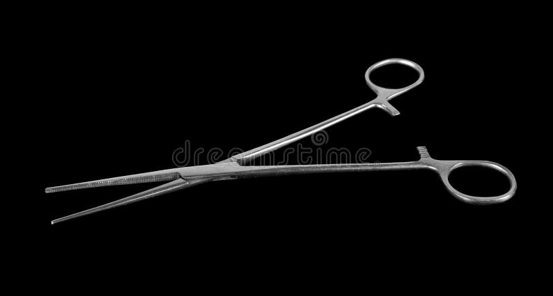 Forceps Isolated on a Black Background Stock Photo - Image of clutch ...