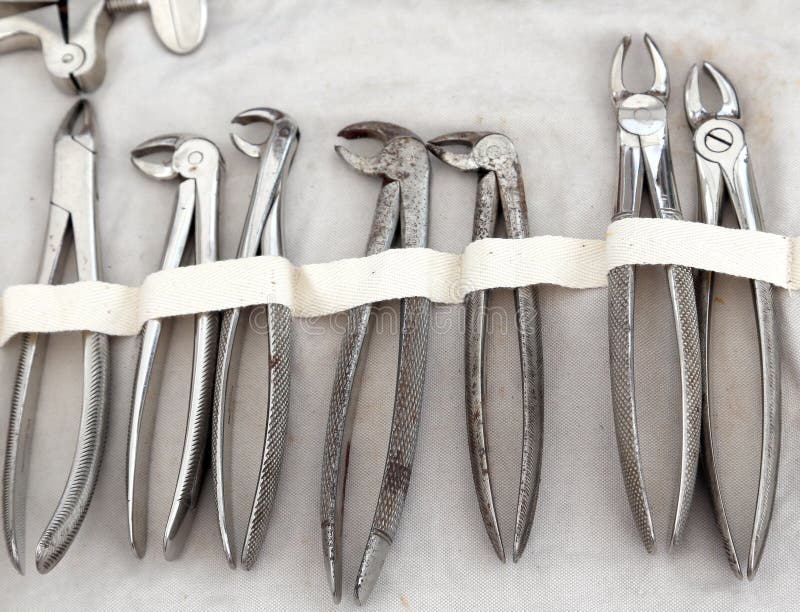 Forceps Scissors and Other Ancient Medical Instruments Stock Image ...