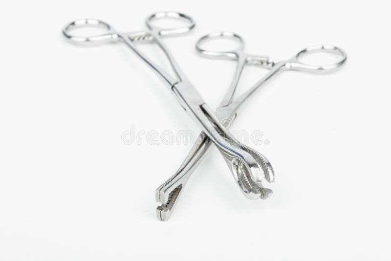 Old Forceps and Medical Scissors in Steel Tray. Stock Image - Image of ...