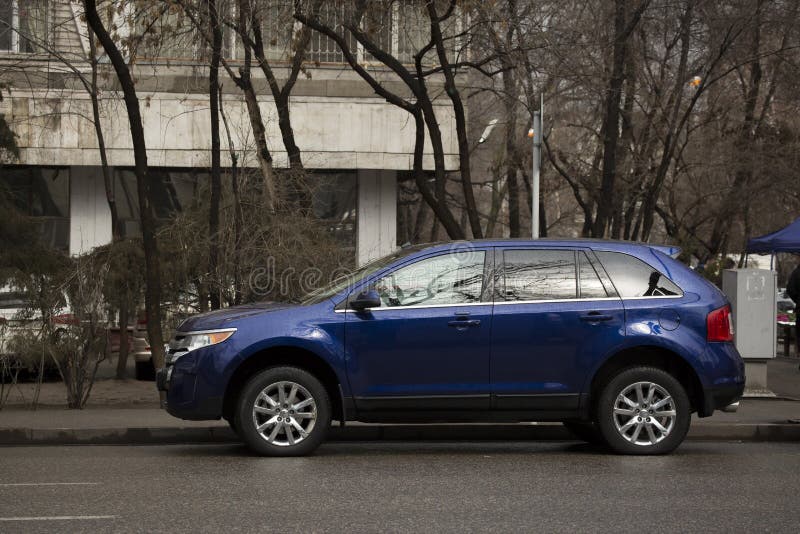 Ford blue car. stock image. Image of white, walks, street - 174755629