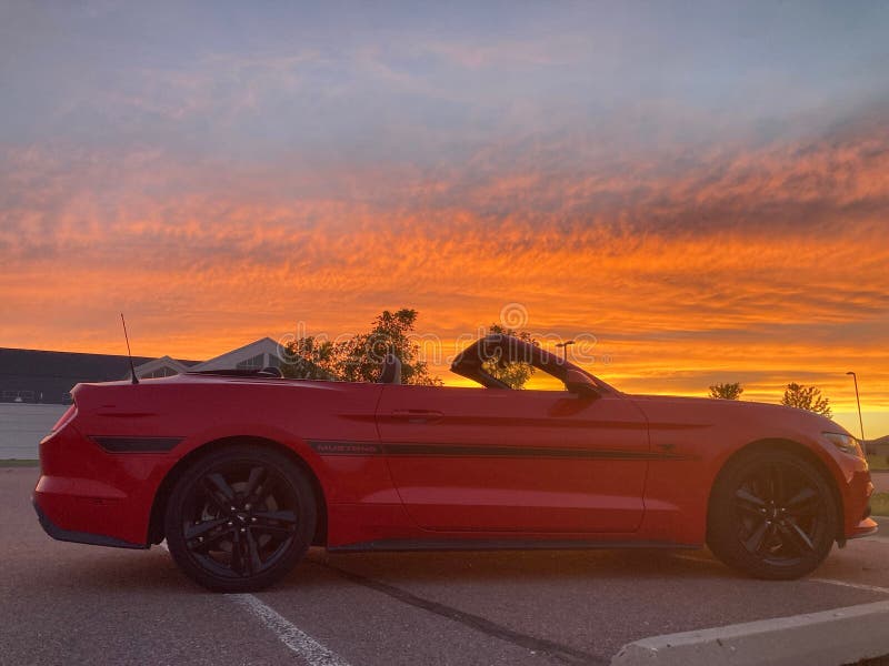 2015 Ford Mustang at Sunset with a Very Colorful Sky Editorial ...