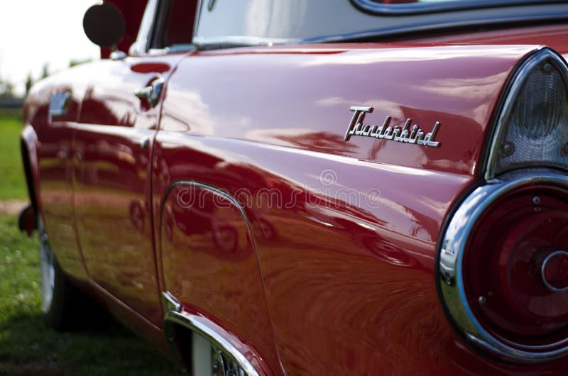 A Rear View of a Classic 1955 Ford Thunderbird in Cherry Red Editorial ...