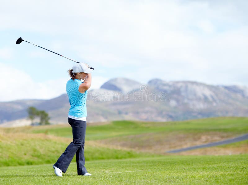 Fore ... the Love of the Game. a Young Female Posed after Driving the ...
