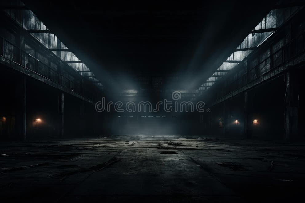 Foreboding Dark Empty Warehouse. Generate Ai Stock Photo - Image of ...
