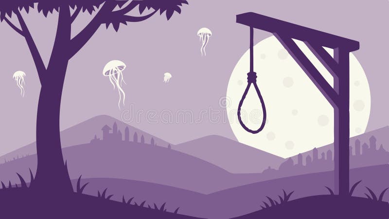 Foreboding Gallows in Eerie Purple Forest, Vector Design Generative AI ...