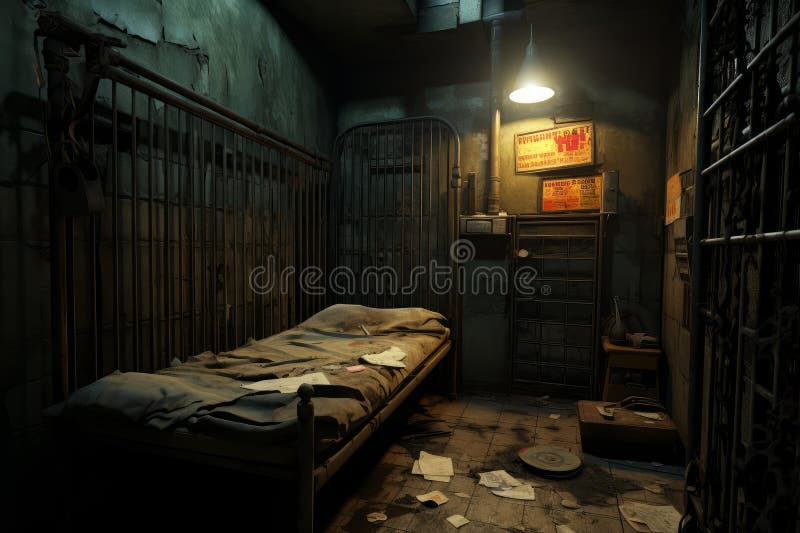 Foreboding Prisoner Cage Prison Portrait. Generate Ai Stock Photo ...