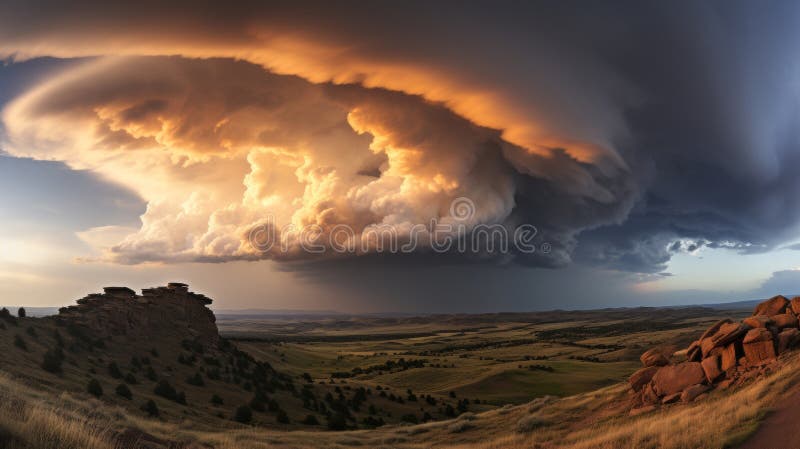 Foreboding Storm Clouds Gathering Over Tranquil Landscape, Signifying ...
