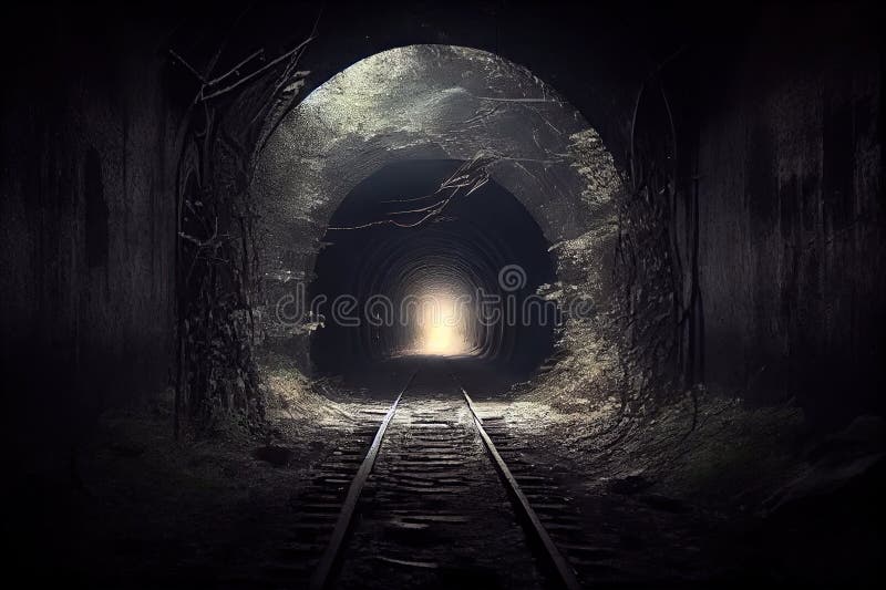 Foreboding Tunnel with Flickering Lights, Hiding a Dark and Terrible ...