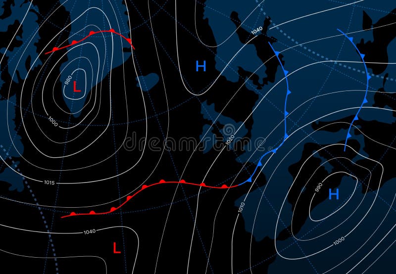 Forecast Weather Isobar Map, Temperature Diagram Stock Vector ...