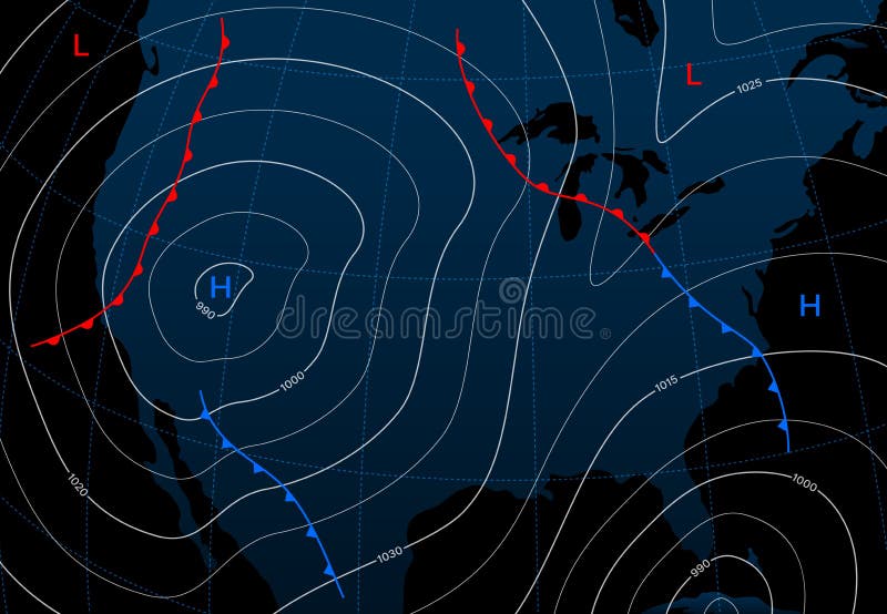 Forecast Weather Isobar Map, Wind Front Stock Illustration ...