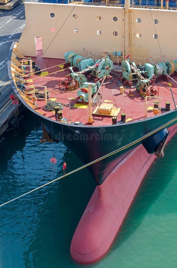 Forecastle of the Cargo Vessel Stock Image - Image of winch, water ...