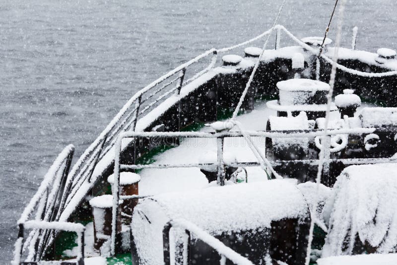 Forecastle and snowfall stock image. Image of winter - 46343585