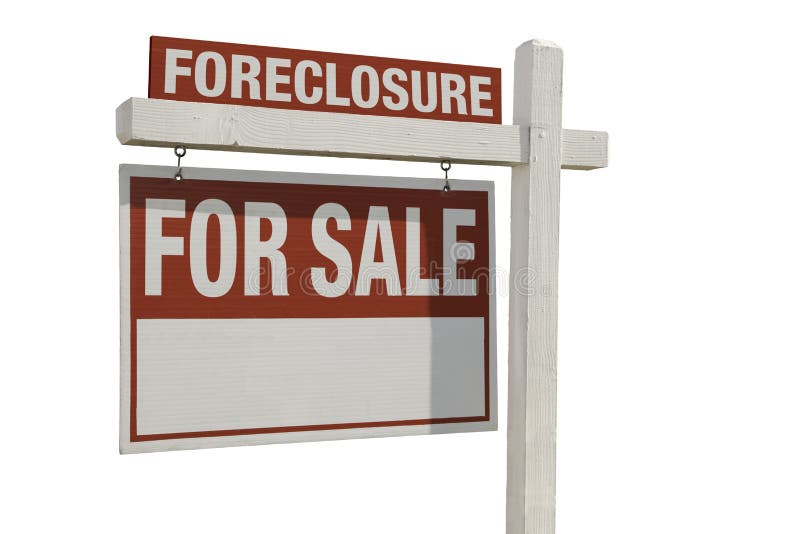 Foreclosure Home for Sale Sign in Front of House Stock Photo - Image of ...