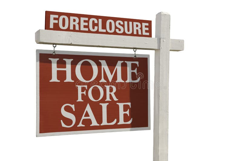 Foreclosure Home for Sale Sign in Front of House Stock Photo - Image of ...