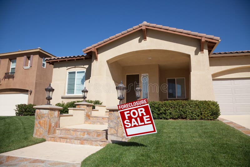 Foreclosure Home for Sale Sign & House Stock Image - Image of spacious ...