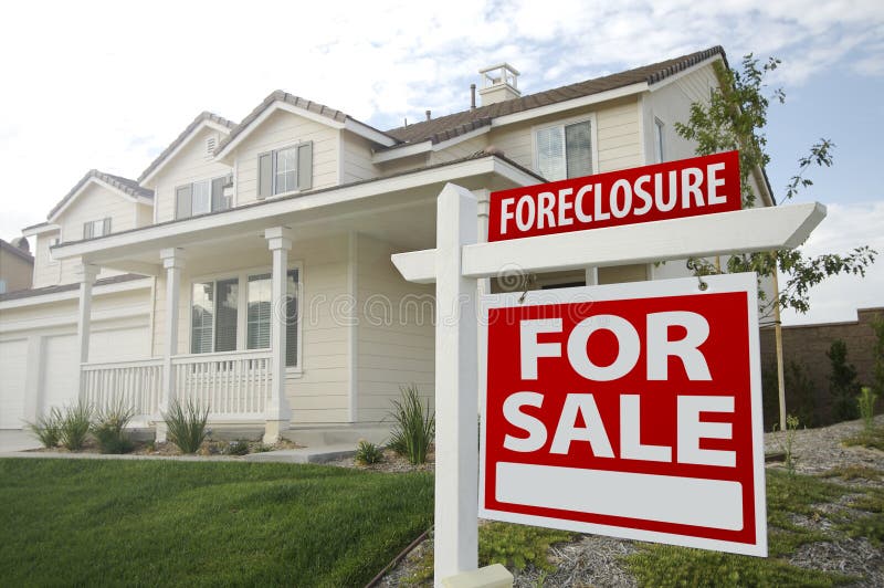 Foreclosure Home for Sale Sign and House Stock Image - Image of sale ...