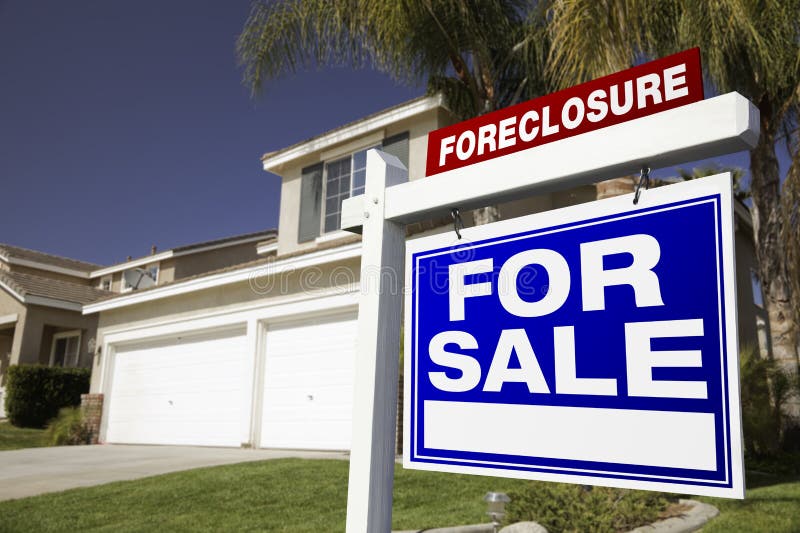 Red Foreclosure for Sale Real Estate Sign and Hous Stock Image - Image ...