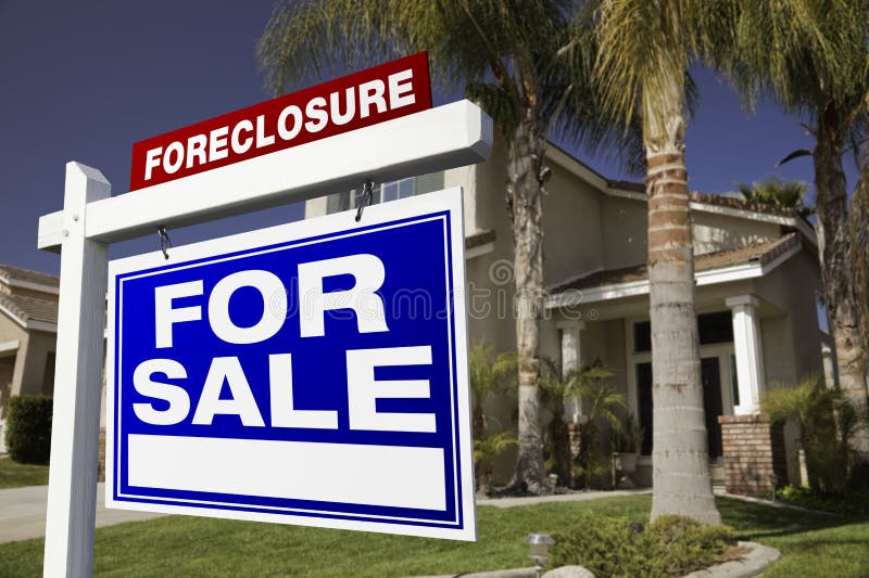 Red Foreclosure for Sale Real Estate Sign and Hous Stock Image - Image ...