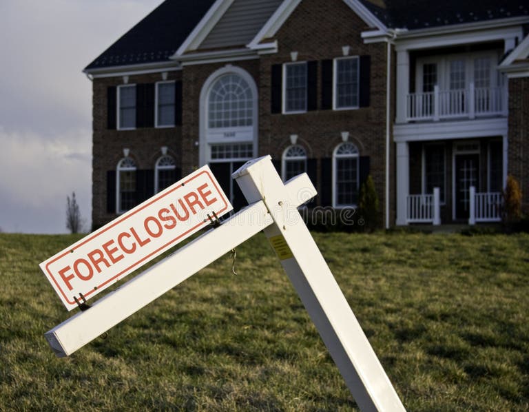 Foreclosure Sign by house stock image. Image of front - 4695541