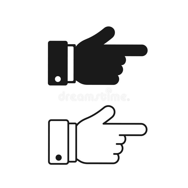 Point Finger Direction Black Icon. Man Hand Gesture Pictogram. Vector ...