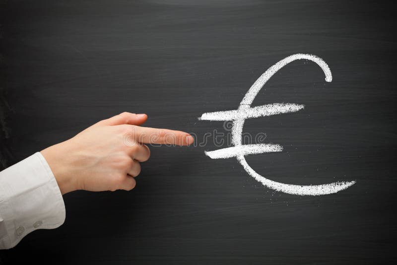 Forefinger Point at the Euro Sign Stock Image - Image of black ...