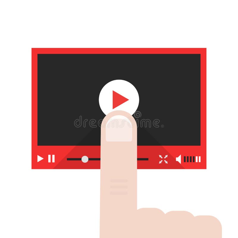 Forefinger Push on Video Player Button Stock Vector - Illustration of ...