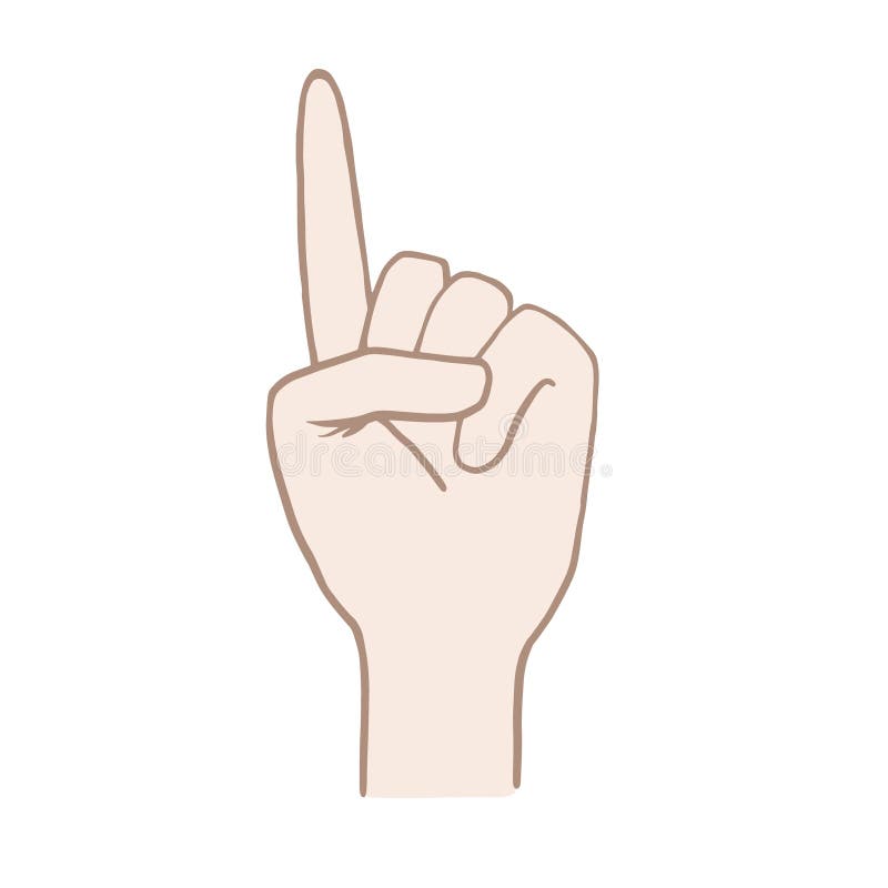 Forefinger Up. Color Vector Drawing of a Hand. Illustration in Cartoon ... Forefinger Up. Color Vector Drawing of a Hand. Illustration in Cartoon ...