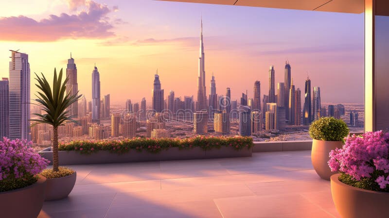 In the Foreground, Empty Floor Tiles are Juxtaposed with a Distant City ...