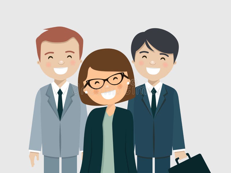 Foreground Happy Work Team at the Office Stock Vector - Illustration of ...