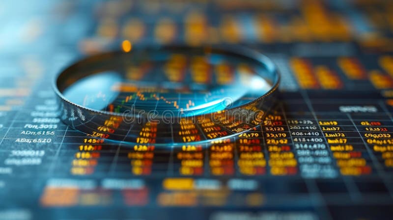 In the Foreground a Magnifying Glass Hovers Over a Large Circular Graph ...