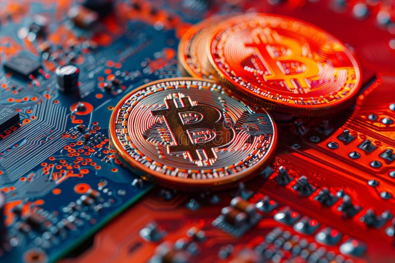 In the Foreground, There is an Electronic Circuit Board with Blue and ...