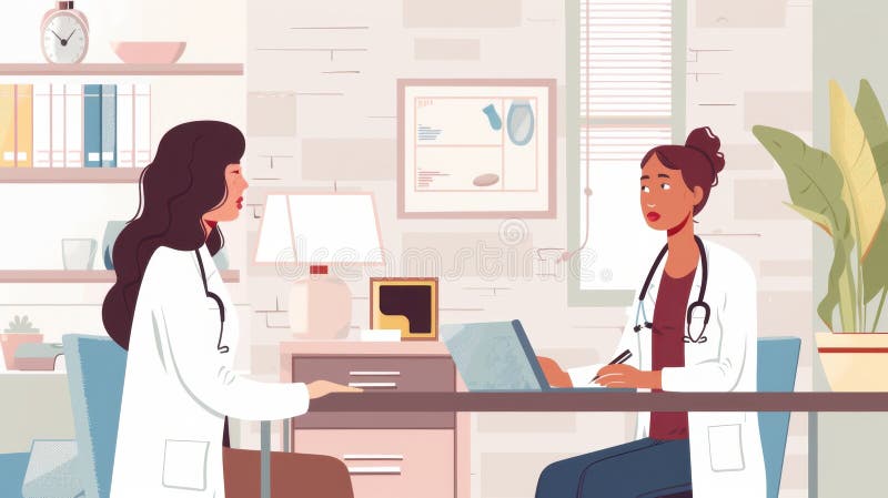 Illustration of a Conversation between Two Doctors Stock Illustration ...