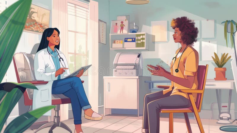 Illustration of a Conversation between Two Doctors Stock Illustration ...