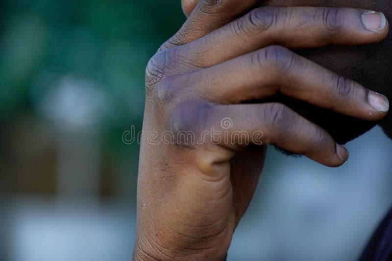 Foreground of Unrecognizable Portrait with a Black Hand Stock Image ...