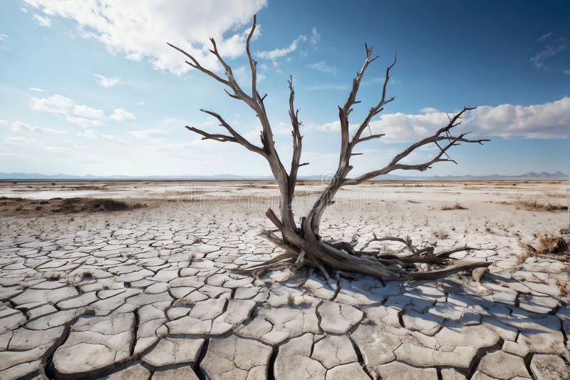 Withered Tree Against the Backdrop of Climate Change Stock Illustration ...