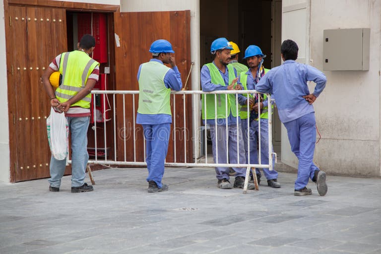 Foreign Construction Workers in Doha, Qatar. Editorial Photography ...