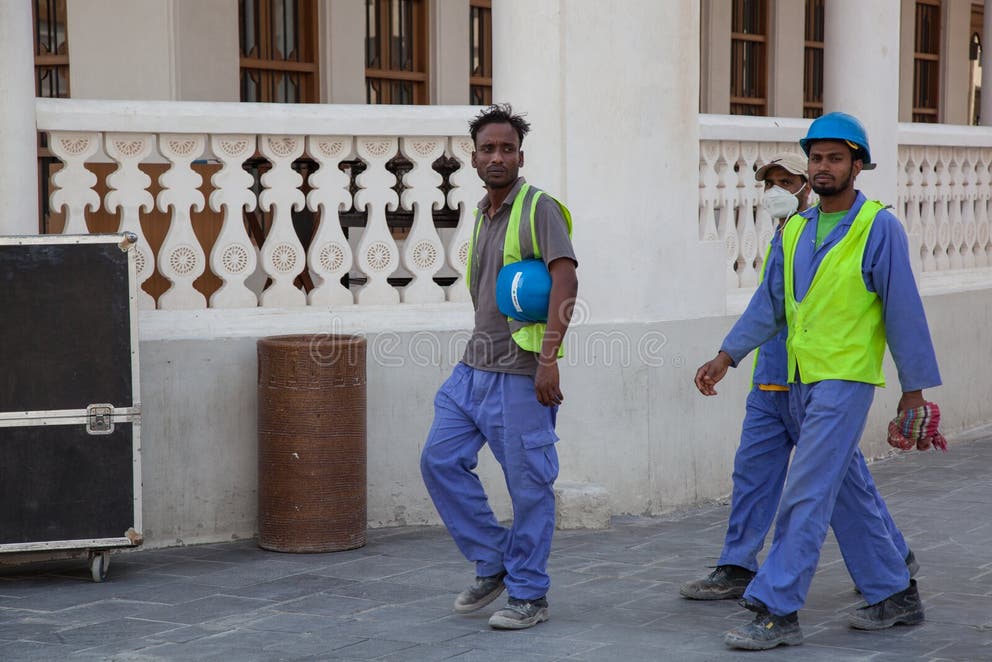 Foreign Construction Workers in Doha, Qatar. Editorial Stock Photo ...
