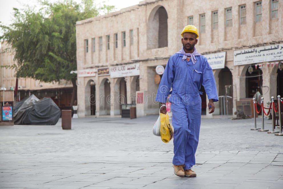 Foreign Construction Workers in Doha, Qatar. Editorial Photography ...
