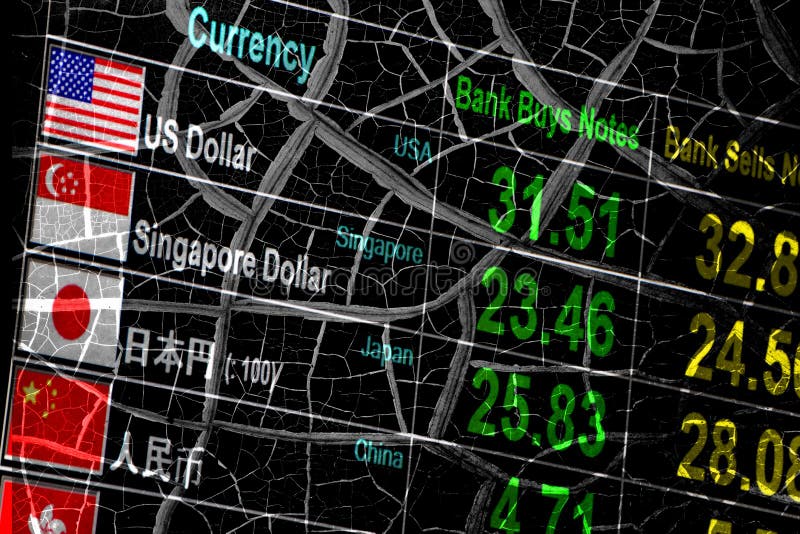 Foreign Currency Exchange Rate on Digital LED Display Screen Stock ...