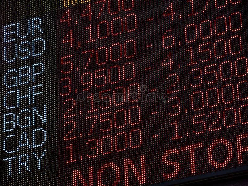 Foreign Currency Exchange Rate on Digital LED Display Screen Stock ...
