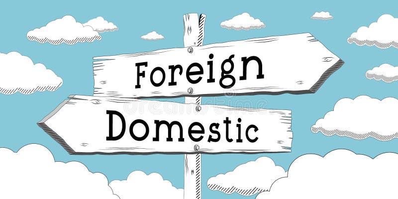 Foreign or Domestic - Outline Signpost with Two Arrows Stock ...
