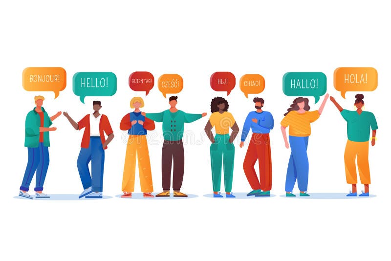 Foreign Greetings Flat Vector Illustration Stock Vector - Illustration ...