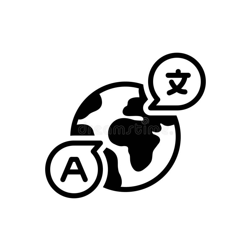 Black Solid Icon for Foreign Language, Language and Global Stock Vector ...