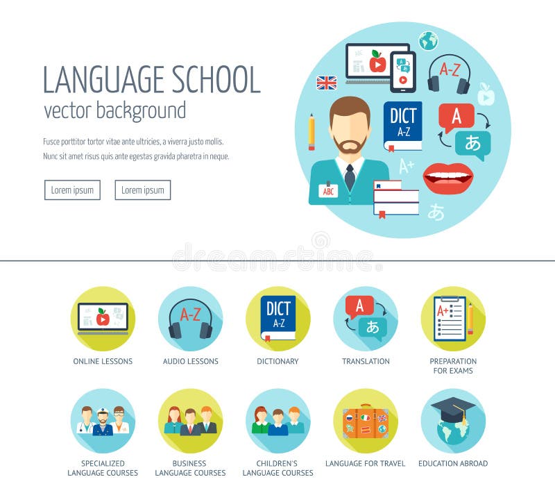 Foreign Language Learning Web Design Concept for Website and Landing ...