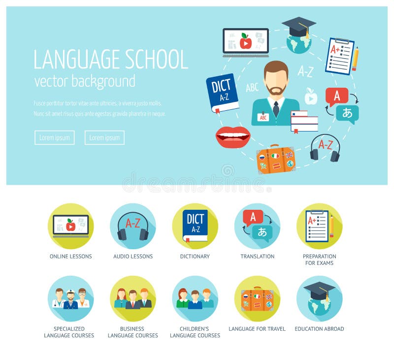 Foreign Language Learning Web Design Concept for Website and Landing ...